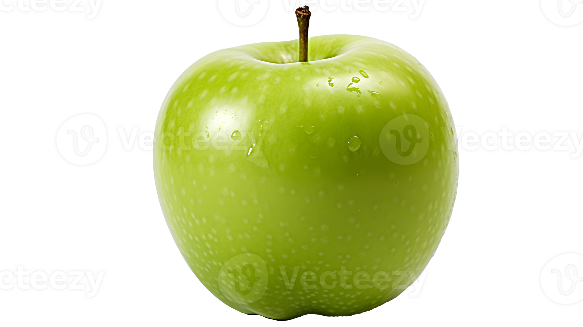 AI generated Close up photo of one big, ripe, tasty green perfect apple ...