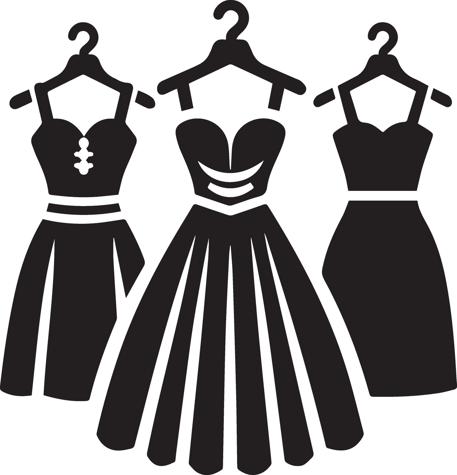 Female Dress Vector Silhouette Woman Dress Icon Vector 22 35625671