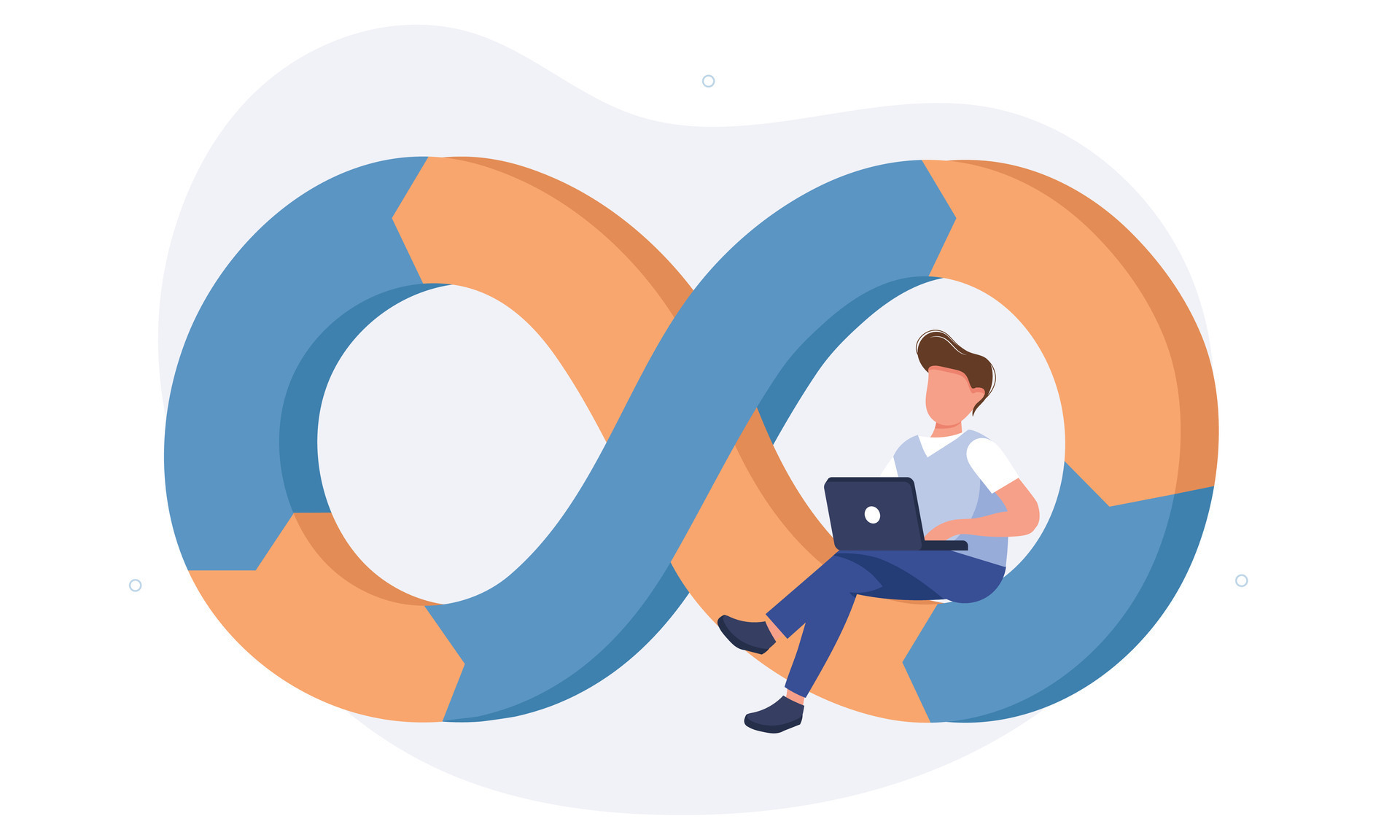 Devops Process On Laptop Tiny Programmer Practice Of Development And Software Operations