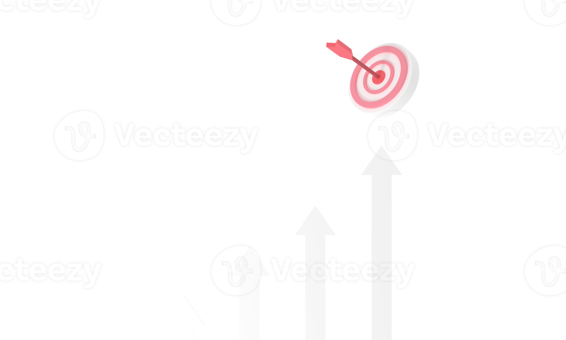 3d rendering of top white rising arrow for target business planning new strategy. growing ...