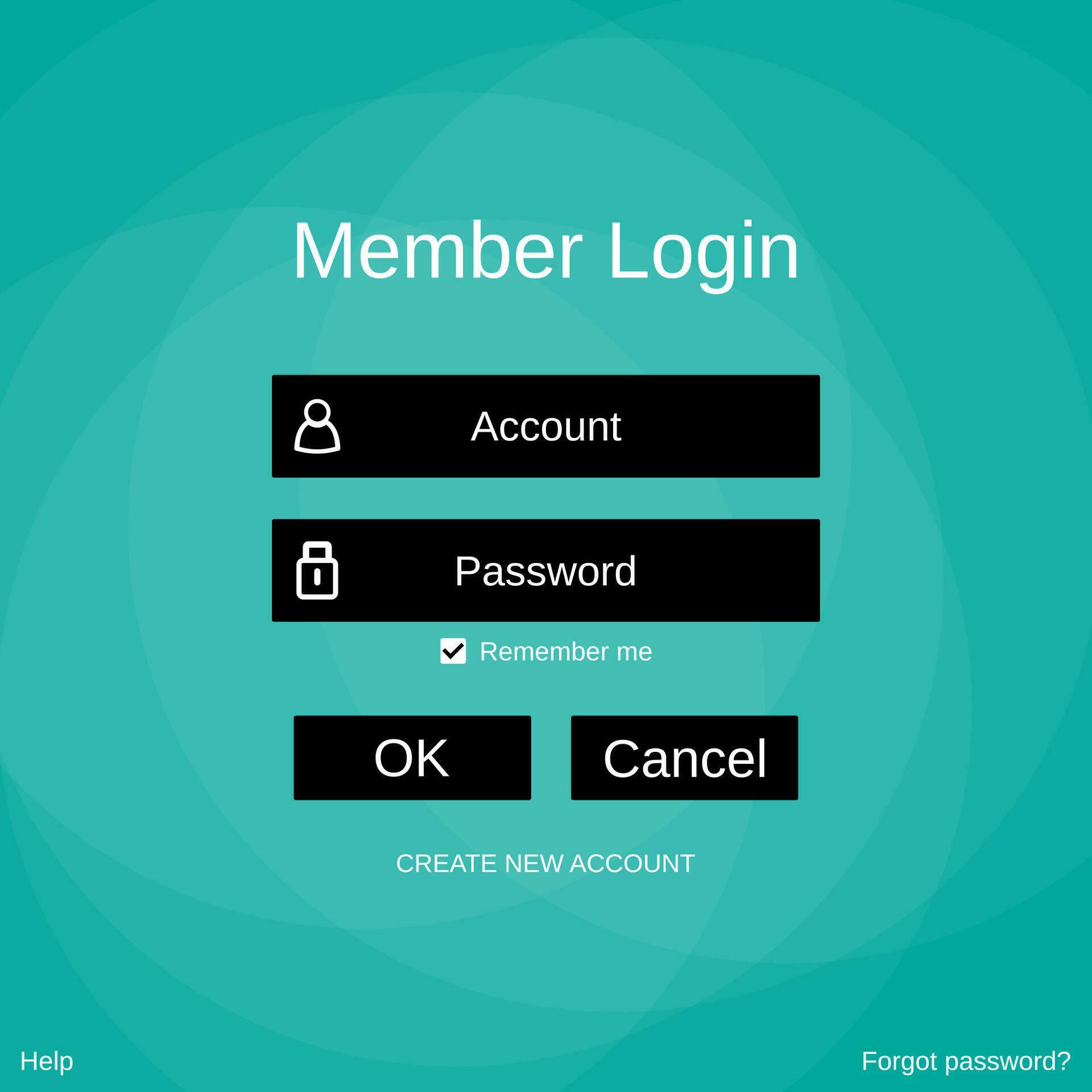 Login form menu with simple line icons. Green background Website element for your web design ...