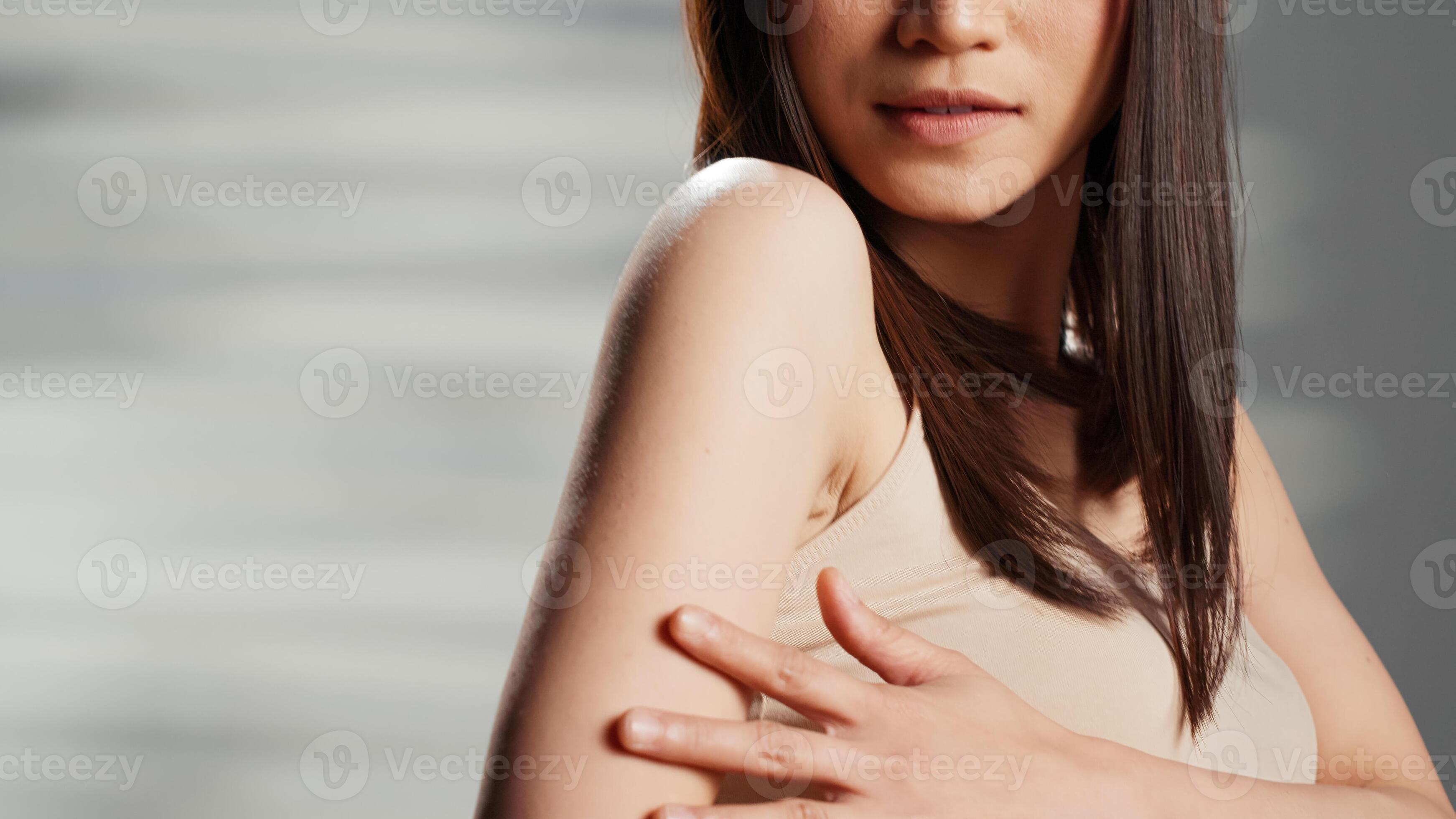 Flawless asian woman creating beauty campaign ad and promoting self ... Flawless asian woman creating beauty campaign ad and promoting self ...