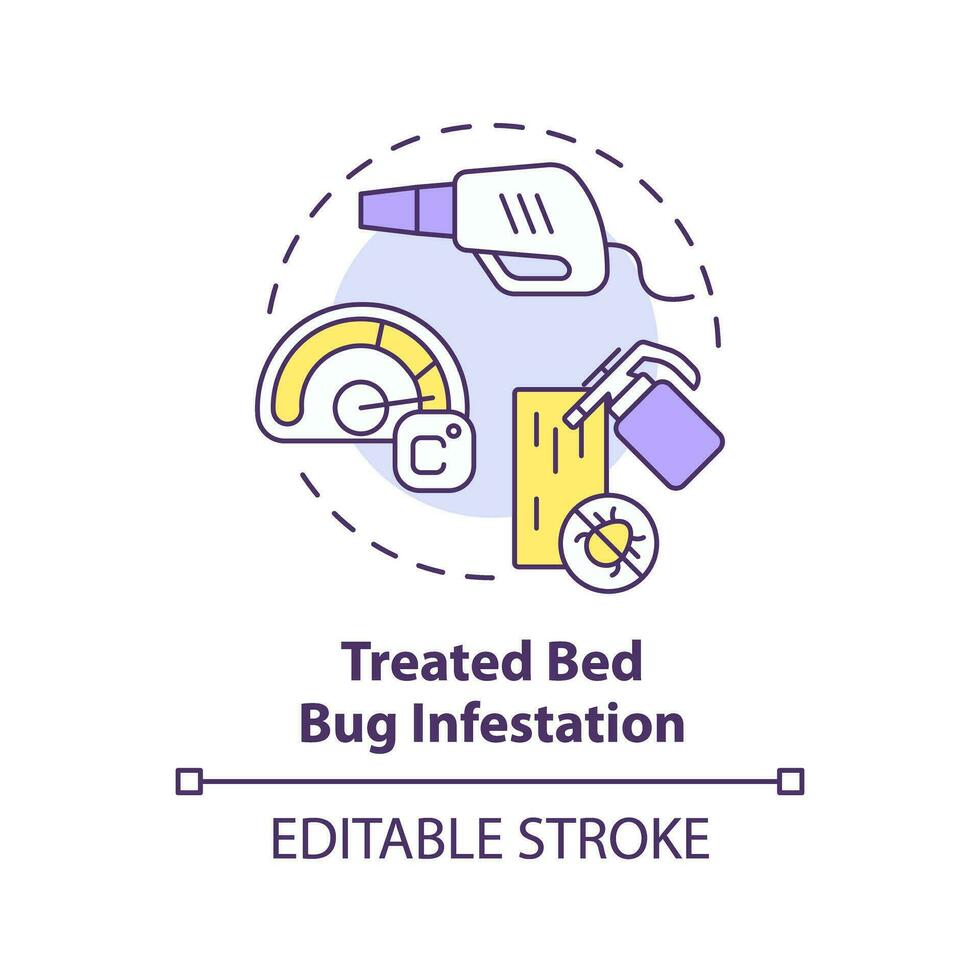 2d Editable Multicolor Treated Bed Bug Infestation Icon Simple
