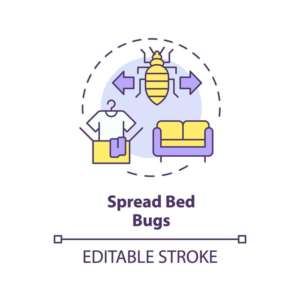 2d Editable Multicolor Spread Bed Bugs Icon Simple Isolated Vector