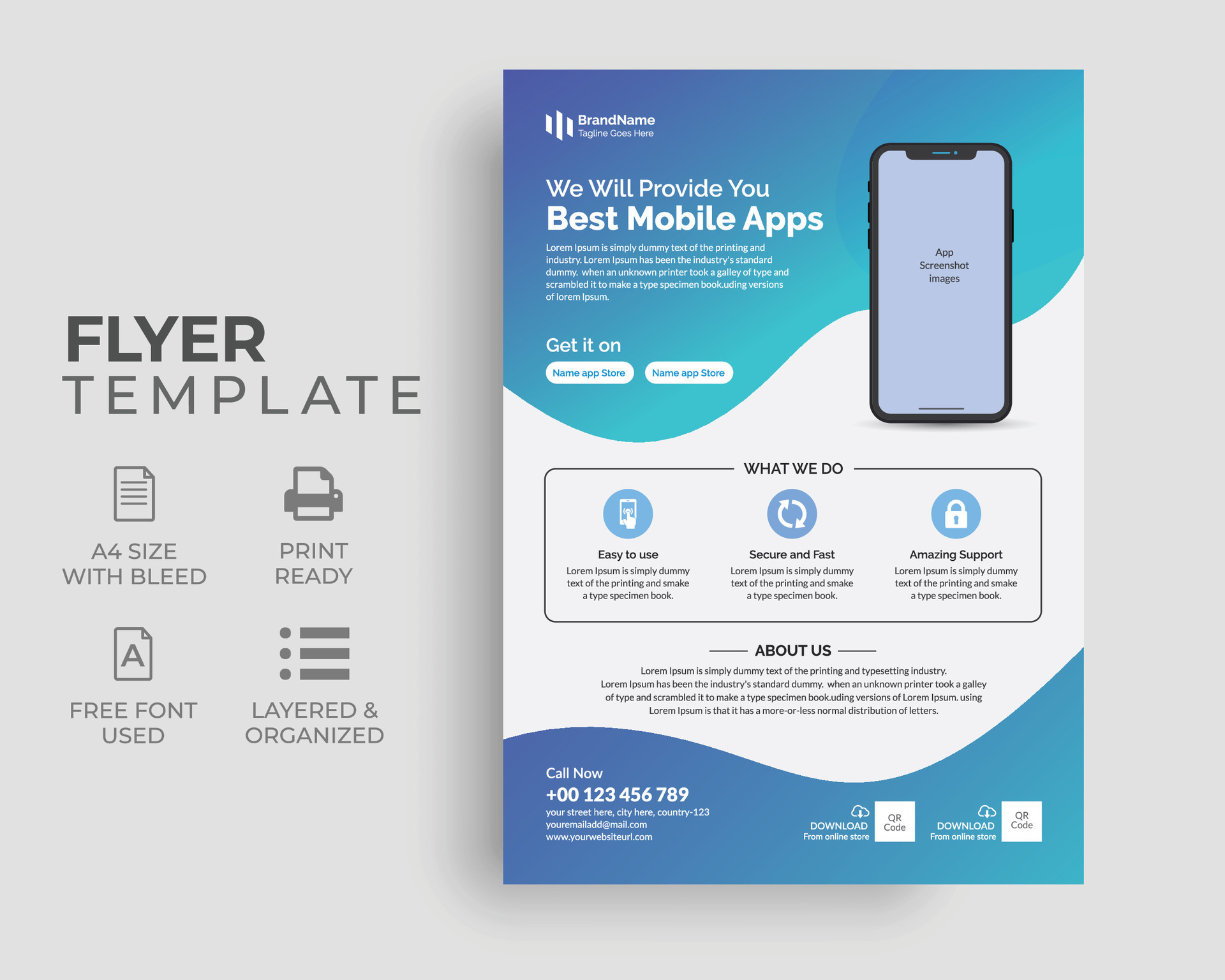 Mobile App Flyer Design Template 35645803 Vector Art At Vecteezy