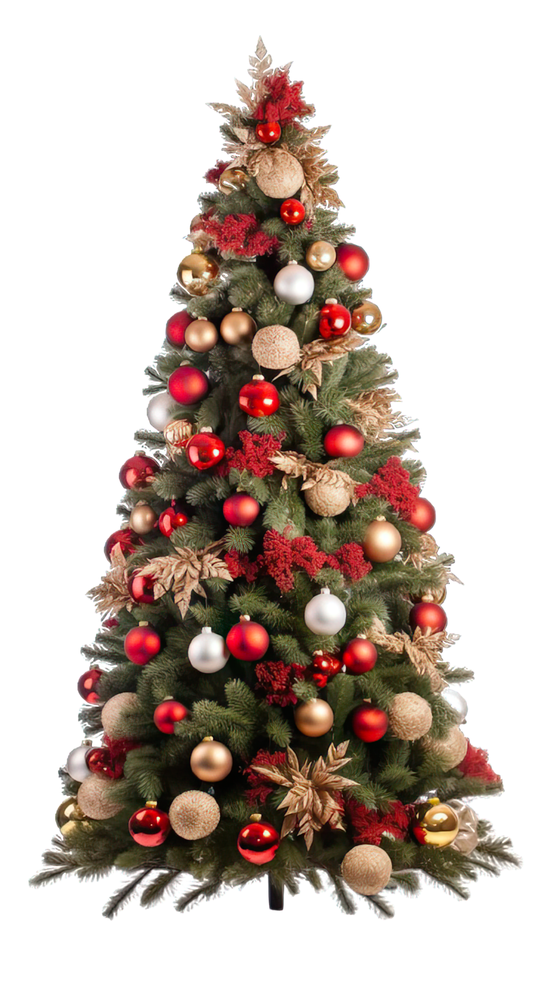 AI generated PNG. Decorated Christmas tree isolated on a transparent ...