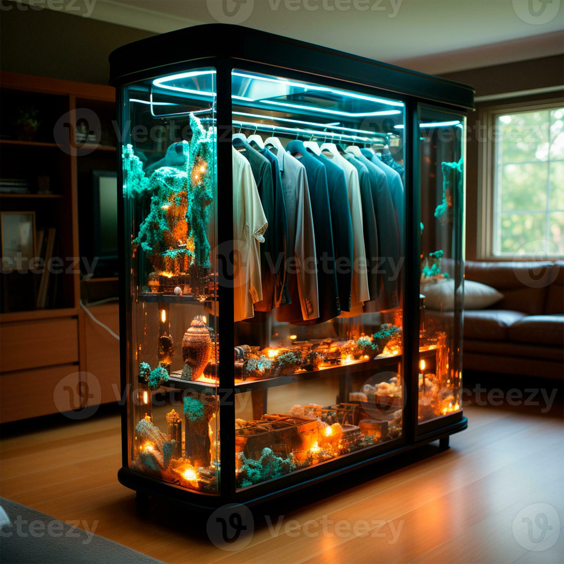 AI generated Clothing store, display cases and racks with clothes - AI generated image 35648795 ...