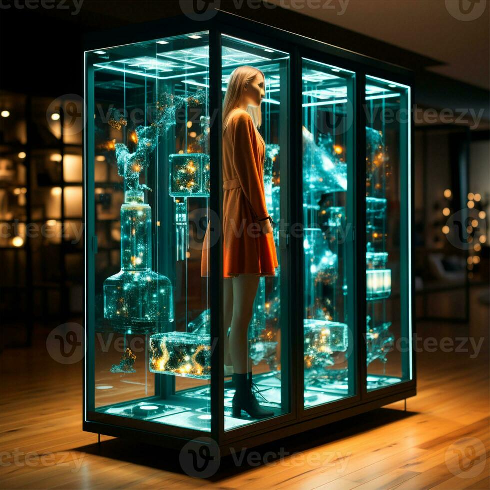 AI generated Clothing store, display cases and racks with clothes - AI generated image 35648802 ...