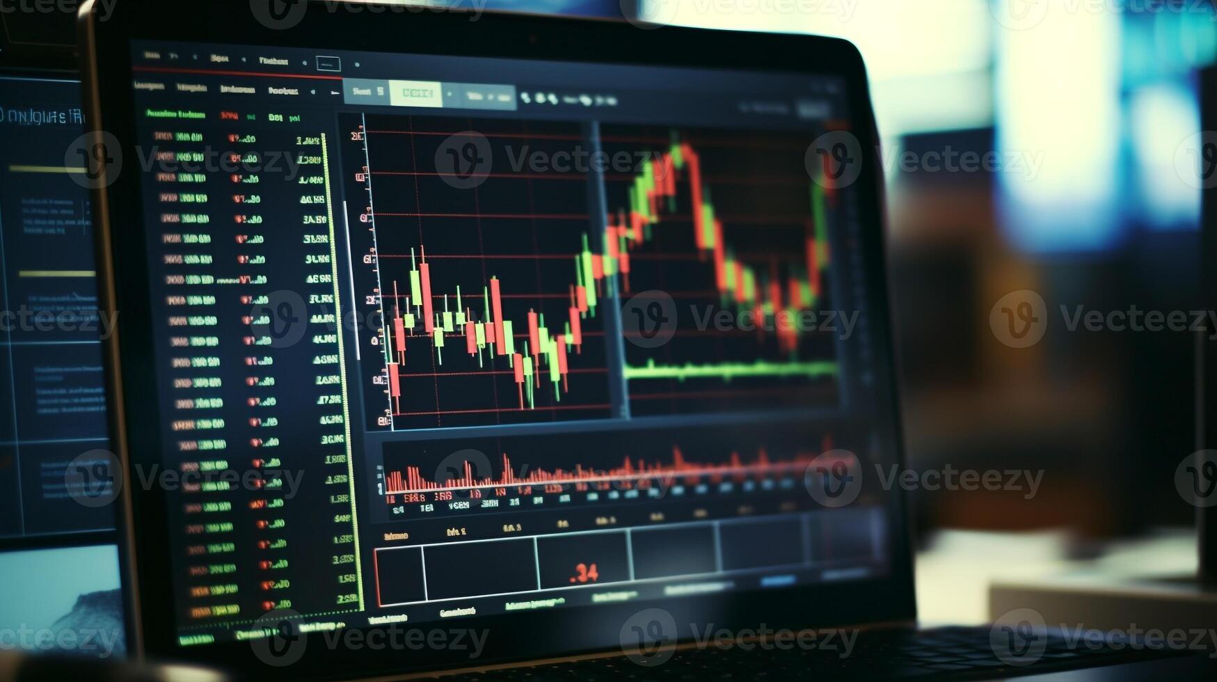 AI generated Photo of a stock market trading simulation on a computer ...