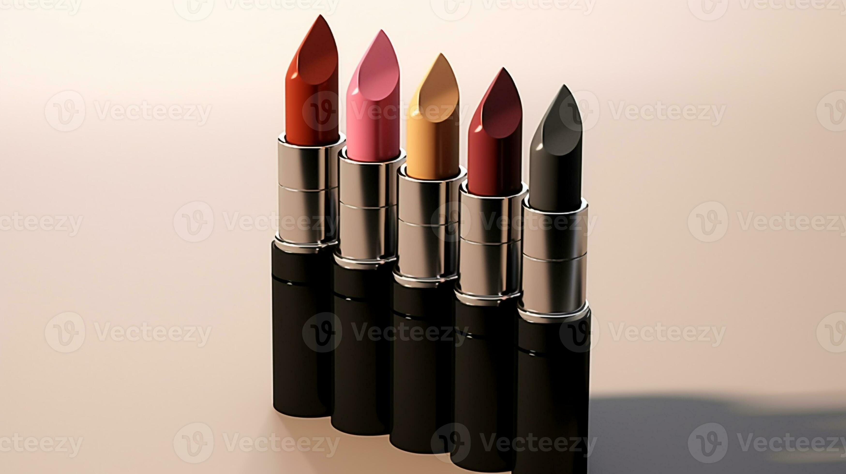 AI generated beautiful arrangement of five lipsticks in different ...