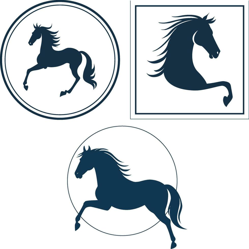 Conjunto De Caballo Logo Concepto Diseño Vector Modelo Ilustración