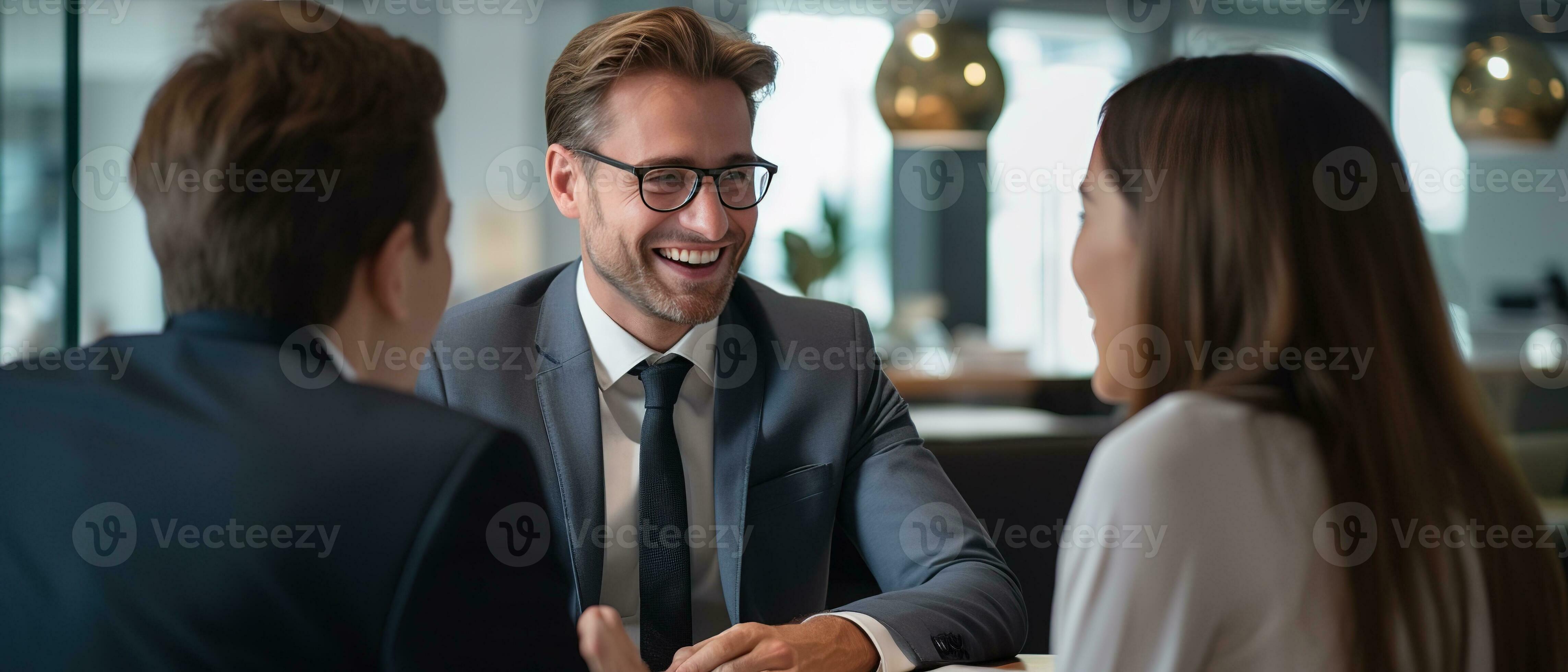 AI generated A professional man in a suit with glasses smiling and ...