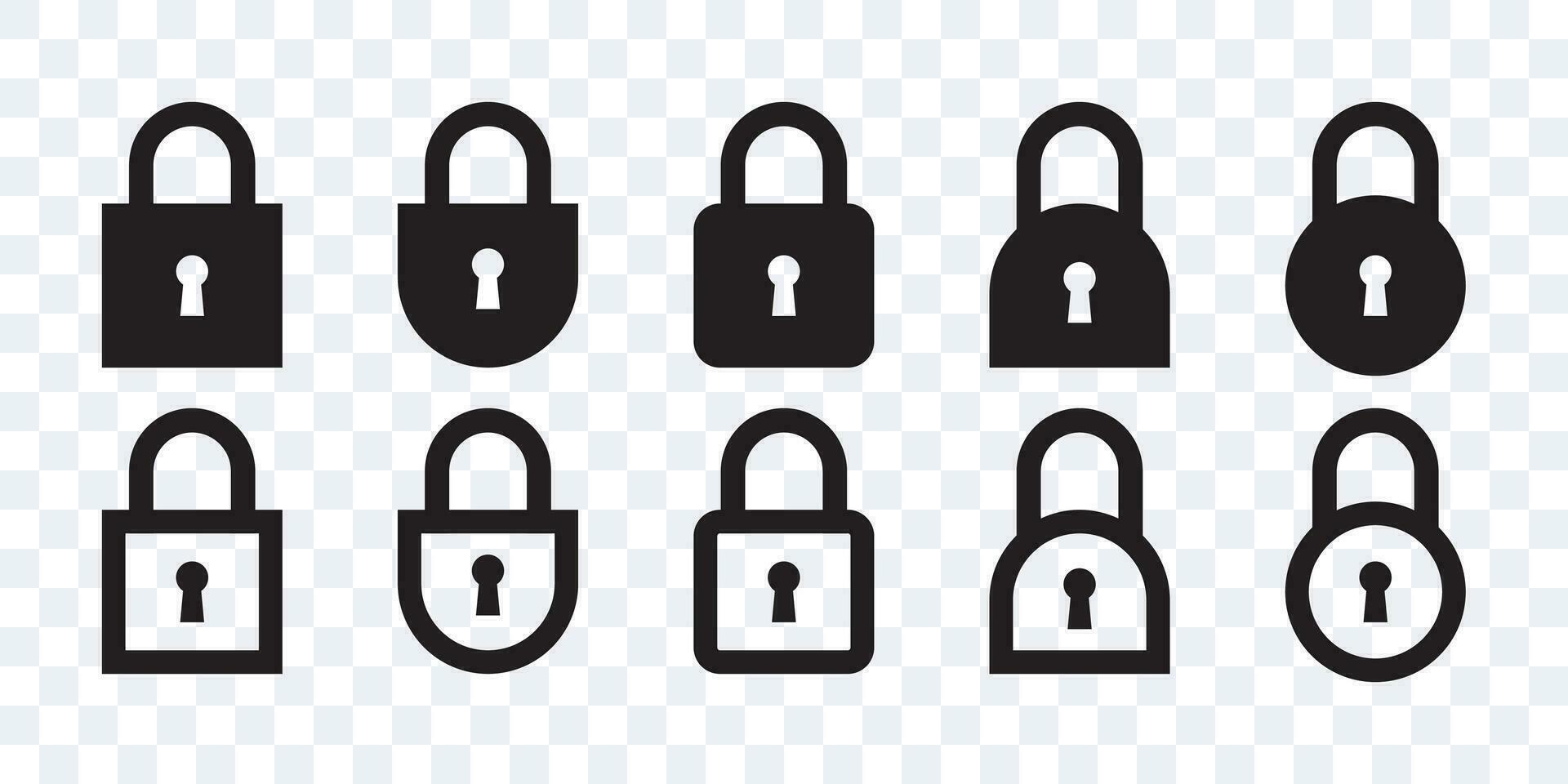 Lock icons set. Padlocks icons. Security lock signs. Vector ... Lock icons set. Padlocks icons. Security lock signs. Vector ...