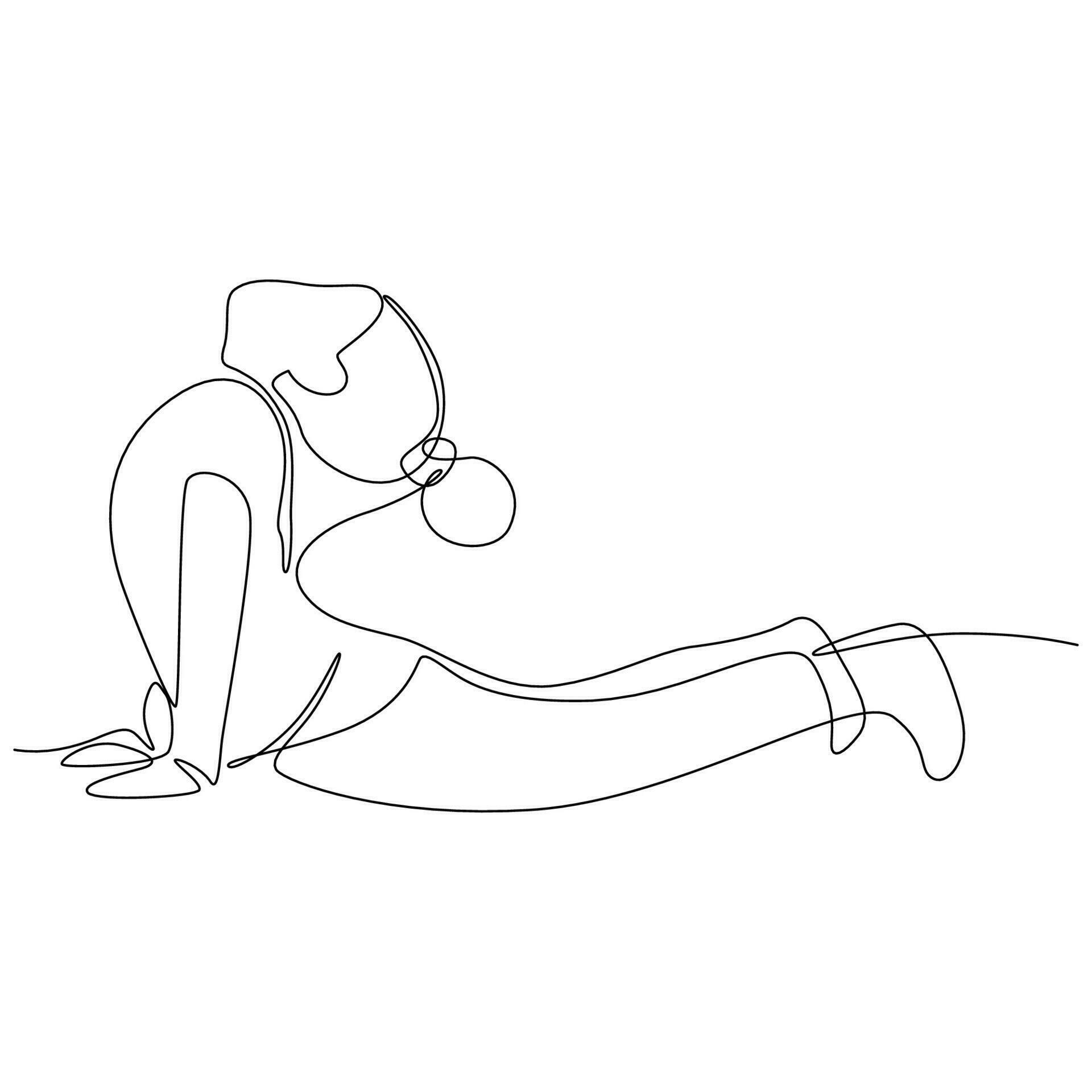 Single continuous one line drawing girl lying in yoga pose in athletics ...