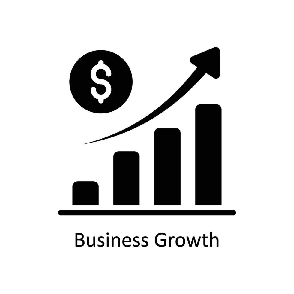 Business Growth vector Solid Icon Design illustration. Business And Management Symbol on White ...