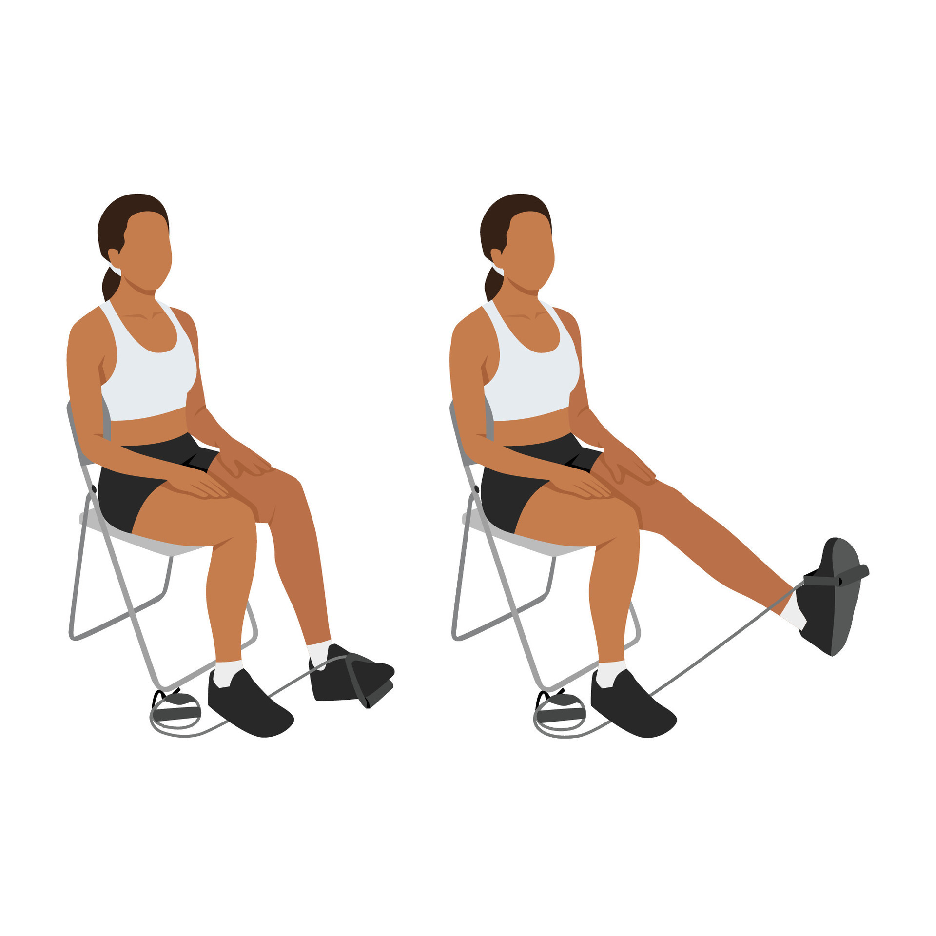 Woman doing Resistance band seated leg extensions exercise. 35664464 ... Woman doing Resistance band seated leg extensions exercise. 35664464 ...