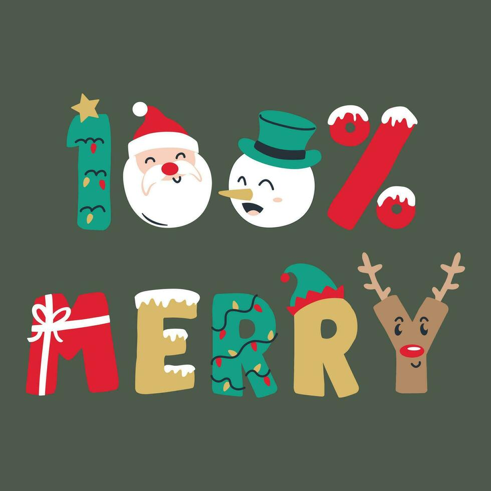 A poster that says 100 merry Christmas on it 35664583 Vector Art at Vecteezy