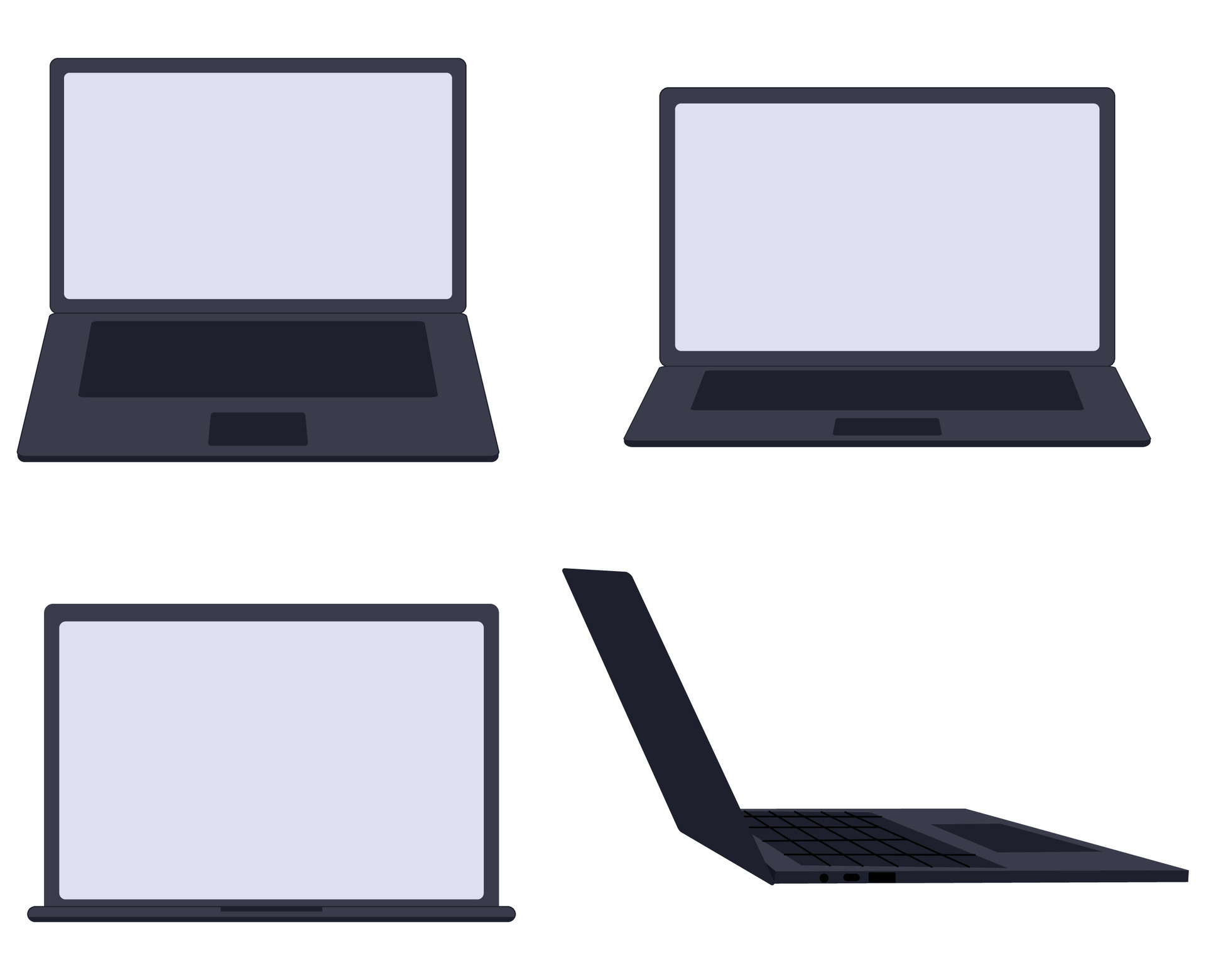 Simple computer icon set in various shapes with blank screen 35665788 ...