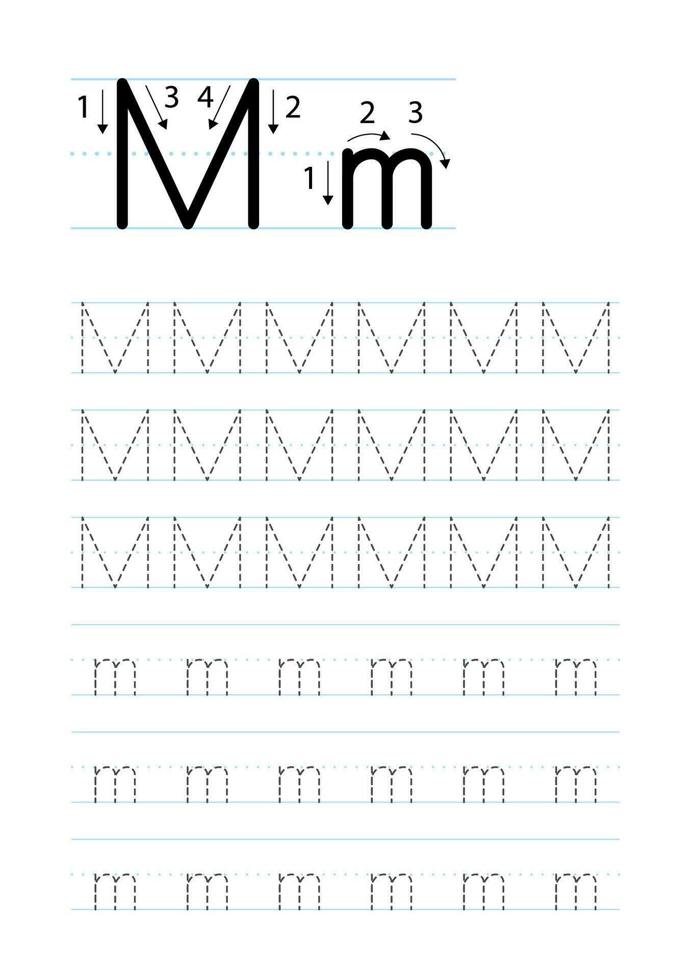 Printable letter M alphabet tracing worksheet 35665962 Vector Art at ... Printable letter M alphabet tracing worksheet 35665962 Vector Art at ...