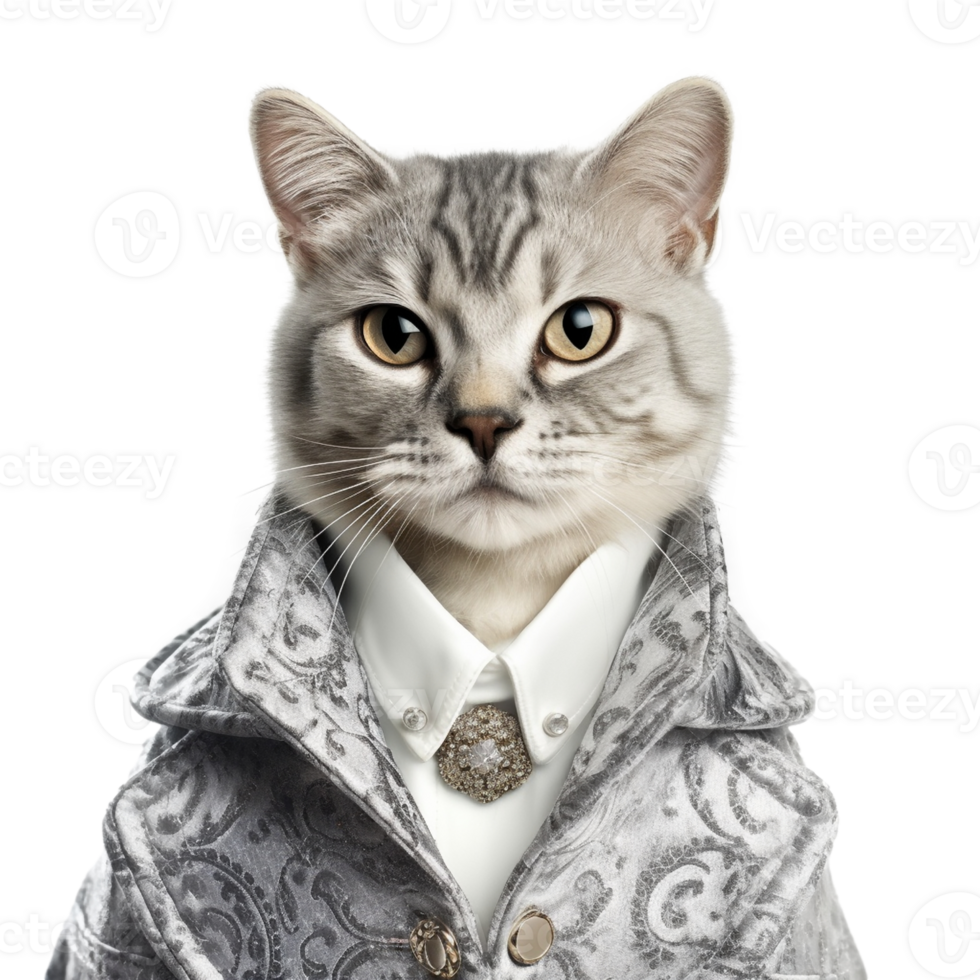AI generated Fashion cat portrait isolated on transparent background ...