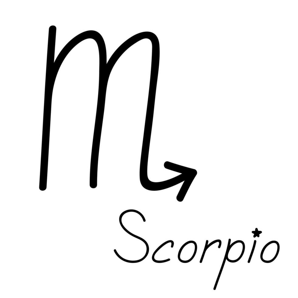Hand Drawn Scorpio Zodiac Sign Esoteric Symbol Doodle Astrology Clipart Element For Design
