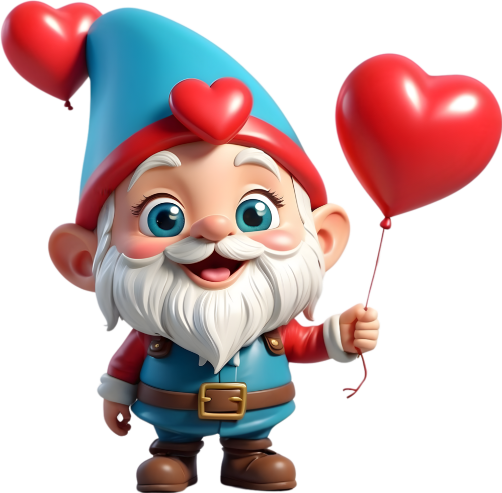 Ai Generated Valentines Day Gnome Holding Heart Balloon Png 35671908 Png