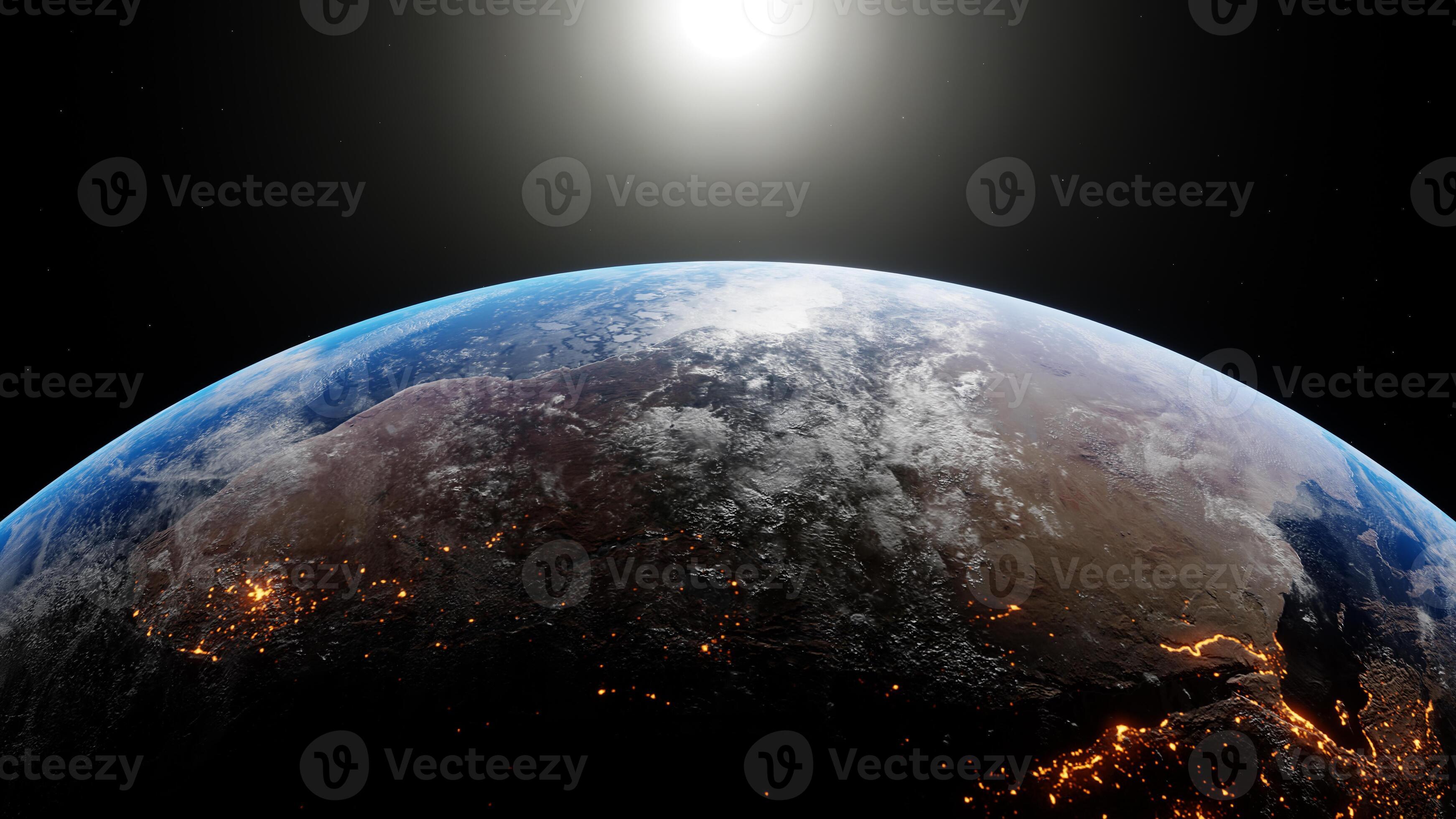 The sun drifts across frame as the earth turns, revealing the continents at night. Image from ...