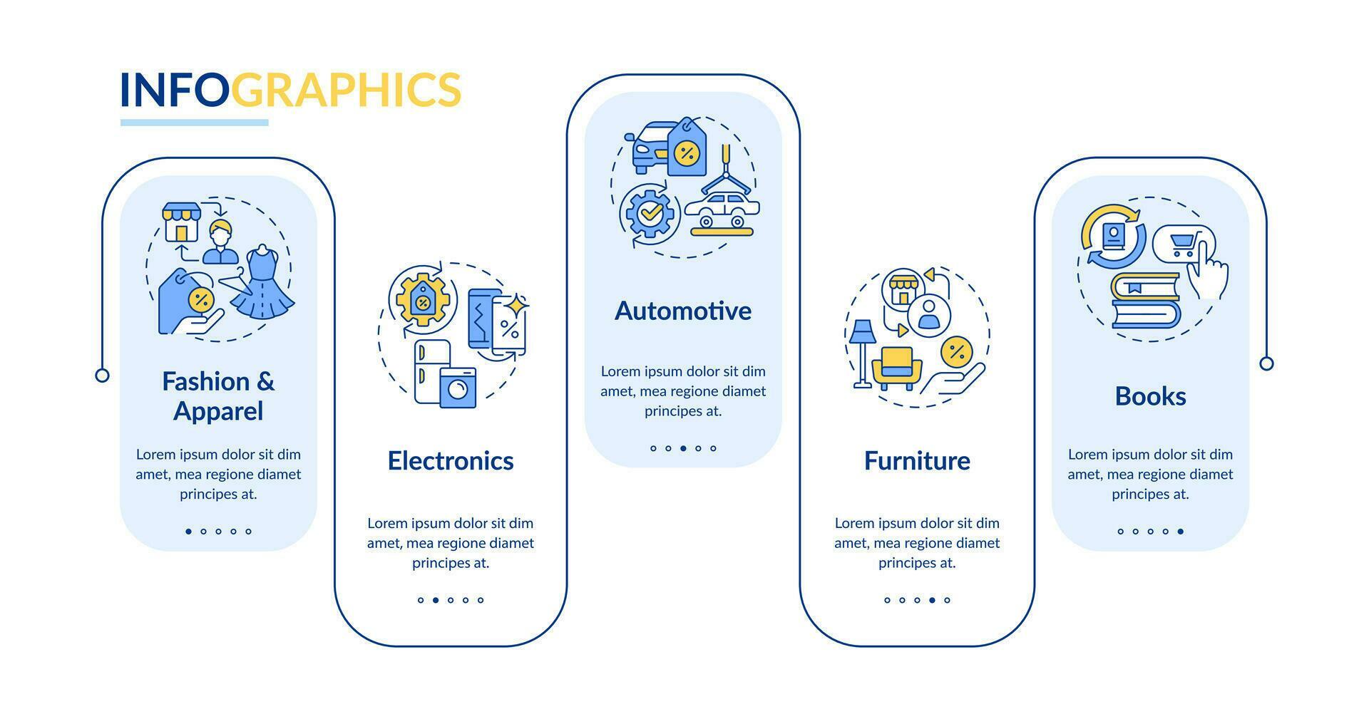2D C2C vector infographics template, data visualization with 5 steps ...