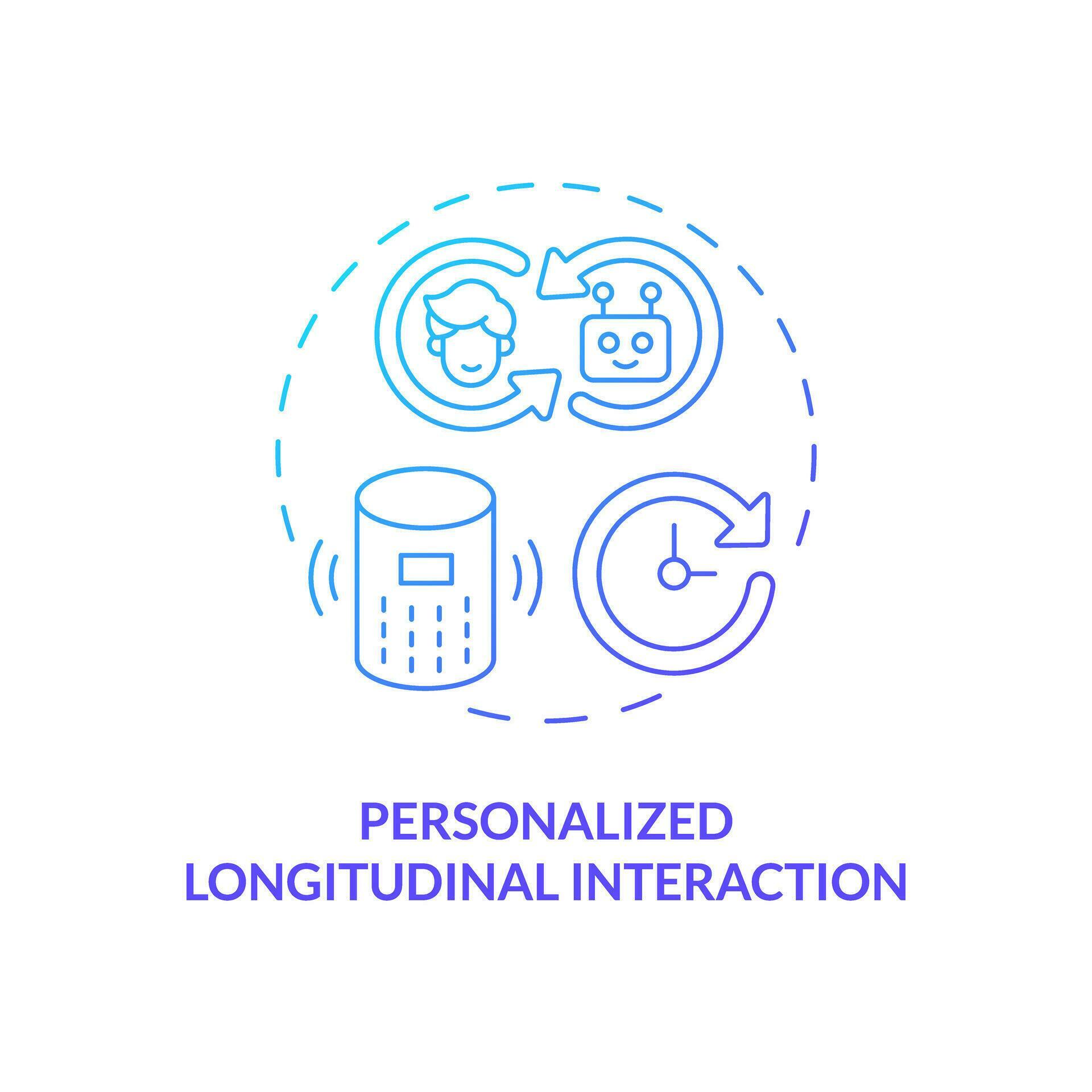 2d Thin Line Gradient Icon Personalized Longitudinal Interaction Concept Isolated Vector Blue