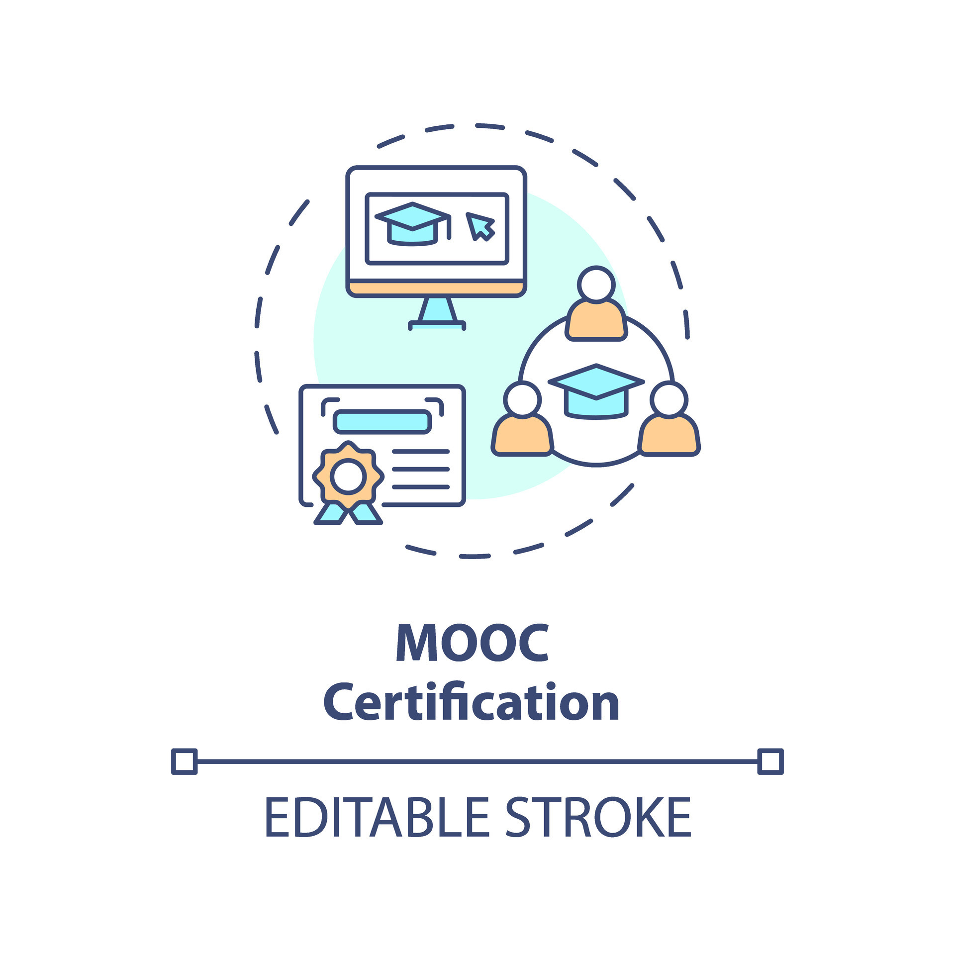 2d Editable Multicolor Icon Mooc Certification Concept Simple Isolated