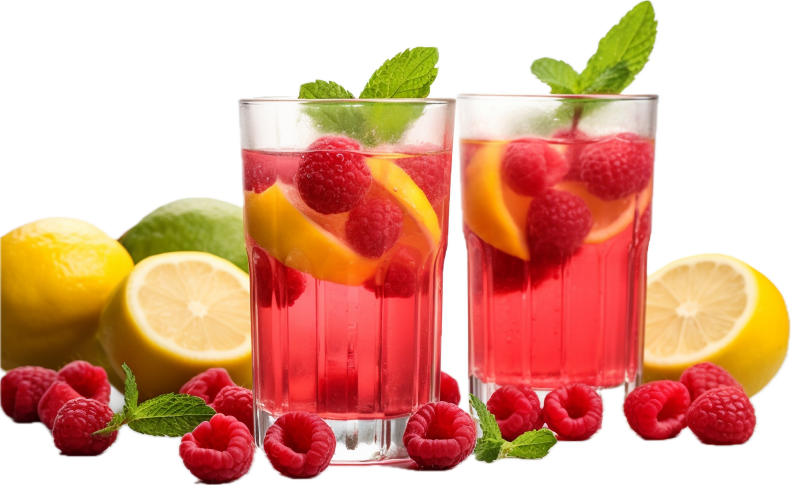 AI generated raspberry lemonade in glasses with fresh png 35675847 PNG