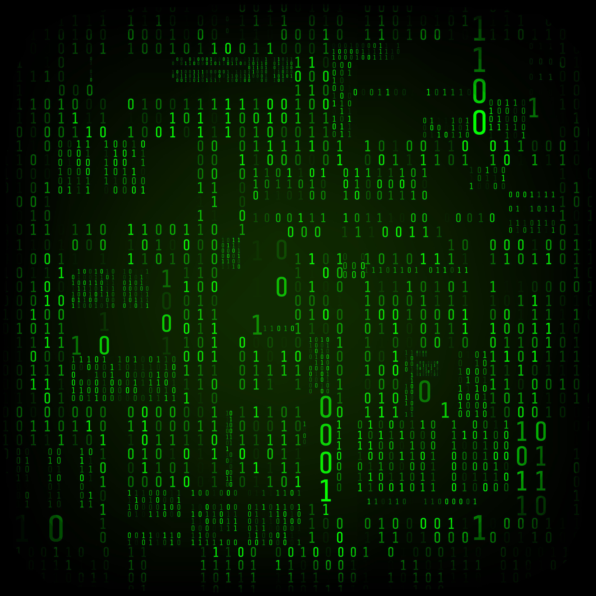 Matrix Of Binary Numbers Binary Computer Code Green Digital Numbers