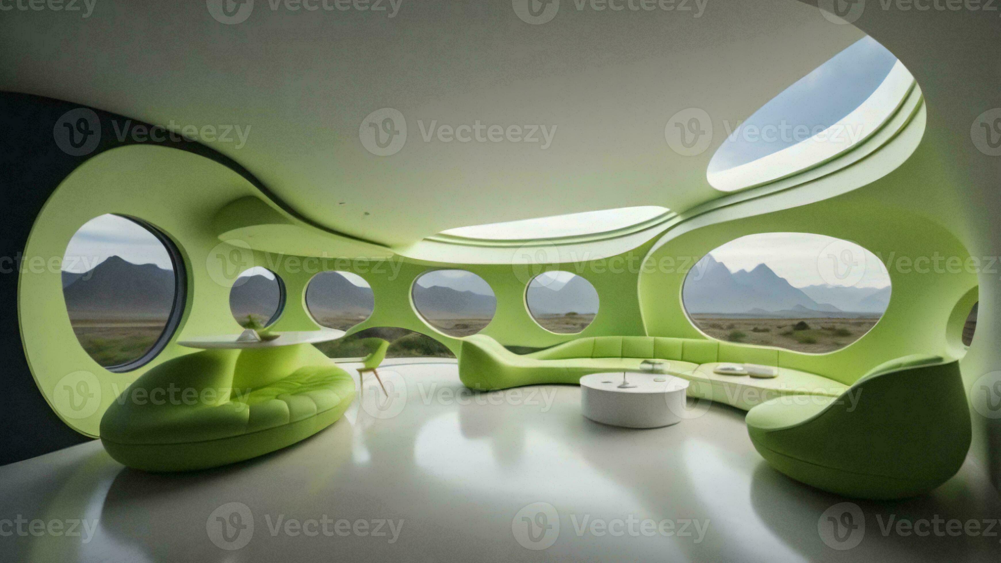 AI generated Futuristic interior in the desert. Modern architecture ...