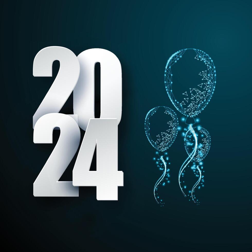 contento nuevo año 2024 cuadrado modelo con 3d colgando número. saludo ... contento nuevo año 2024 cuadrado modelo con 3d colgando número. saludo ...