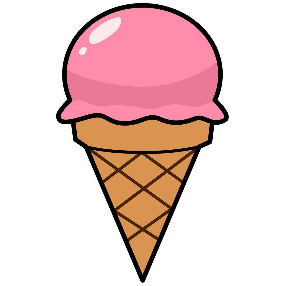 Strawberry Ice Cream Cone Emote 35681353 Vector Art At Vecteezy