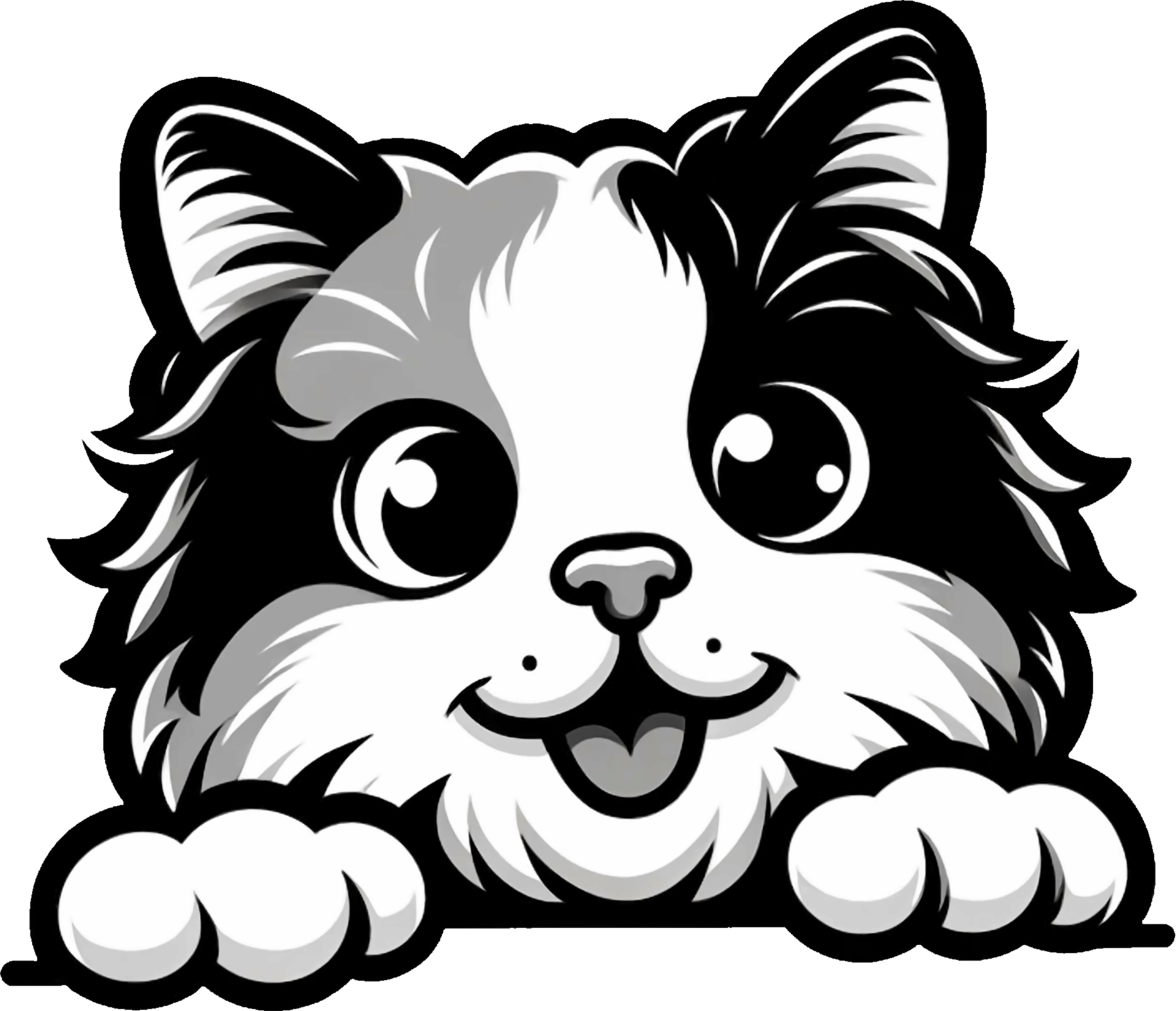 Ai Generated Cute Black And White Peeking Cat Pngthis Design Use Your Own Prints And Many Other