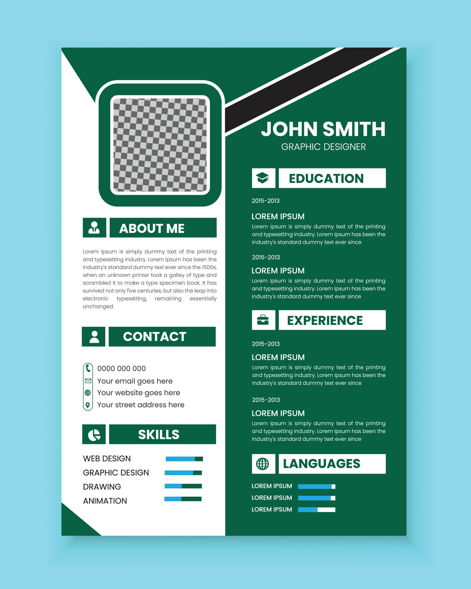 Creative, Elegant, minimal and simple Vector resume design template ... Creative, Elegant, minimal and simple Vector resume design template ...