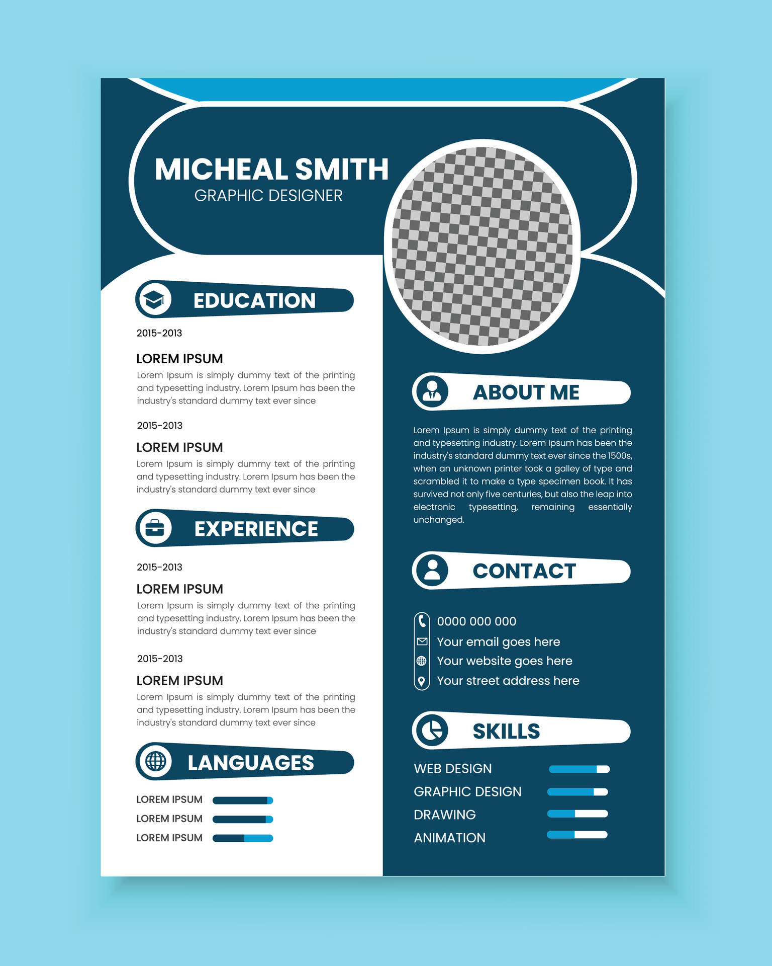 Creative, Elegant, minimal and simple Vector resume design template ... Creative, Elegant, minimal and simple Vector resume design template ...