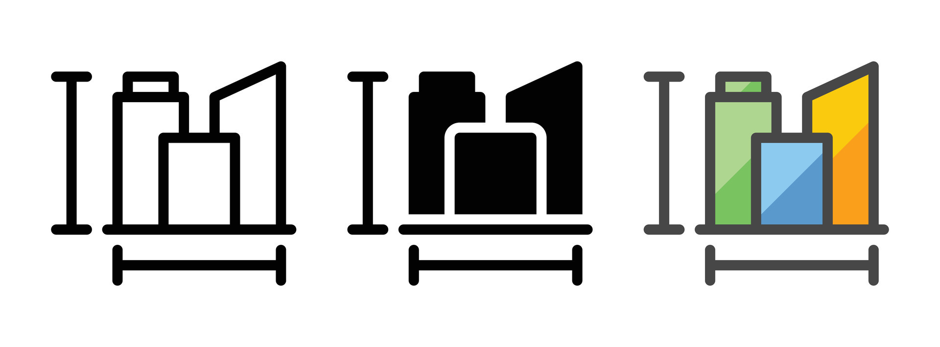Multipurpose Buildings Icon In Outline Glyph Filled Outline Style