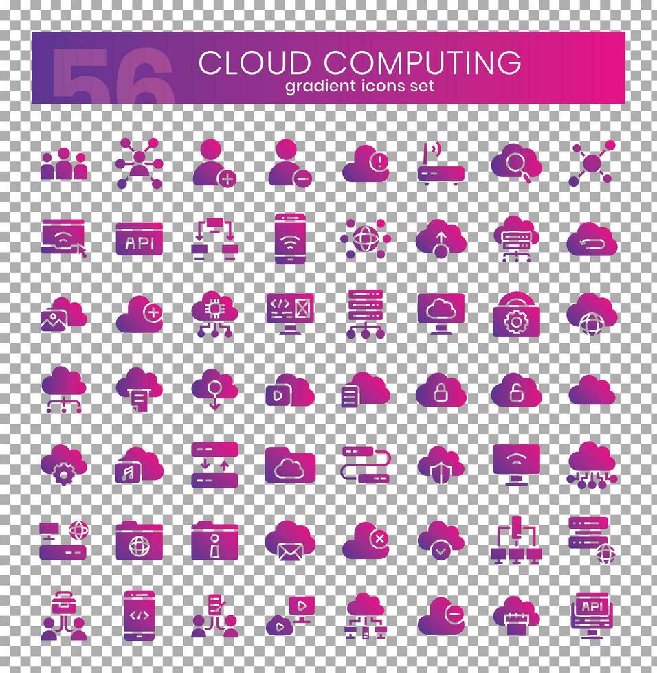 Cloud computing Icons Bundle. Flat gradient icons style. Vector illustration 35687972 Vector Art ...