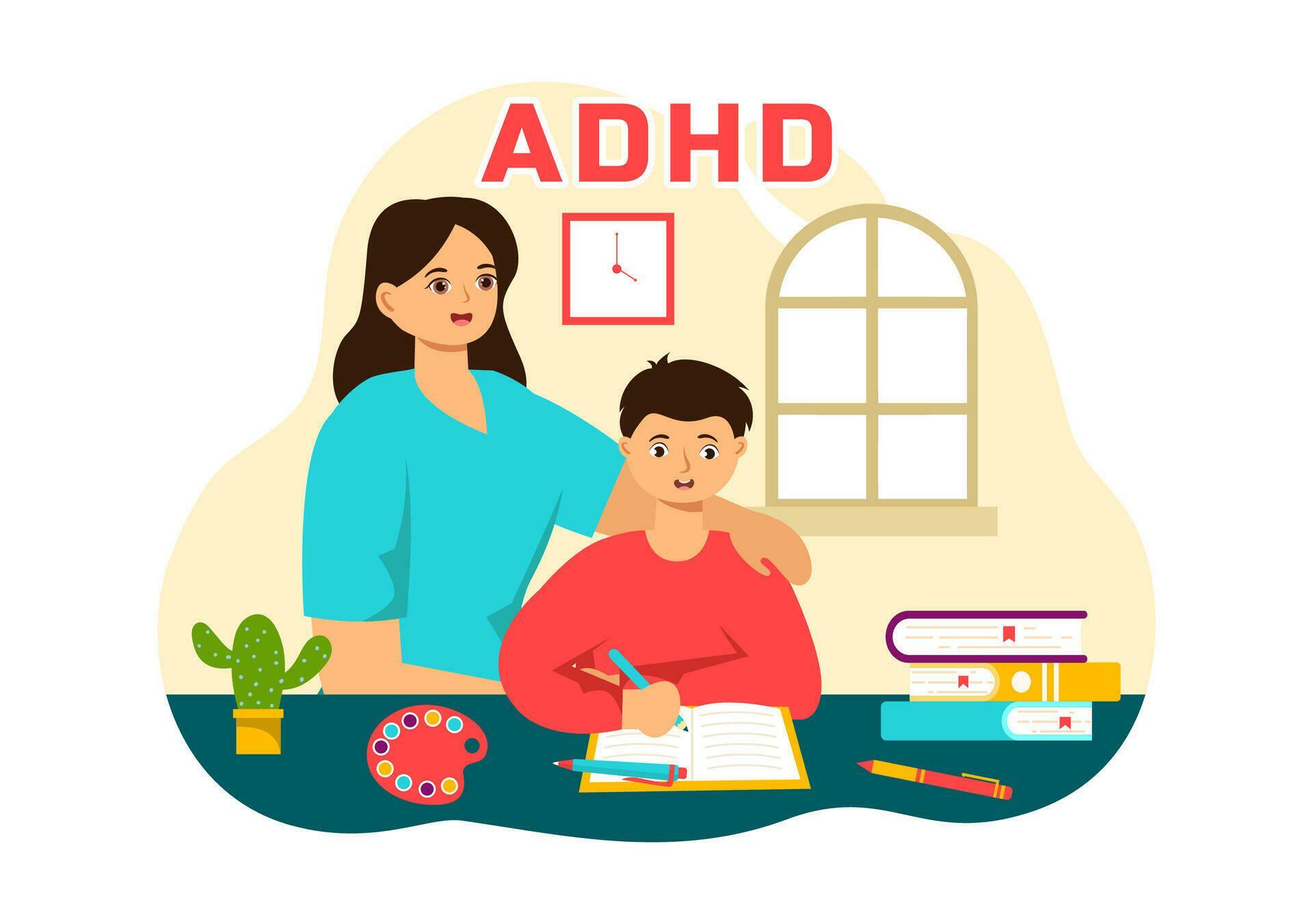 ADHD or Attention Deficit Hyperactivity Disorder Vector Illustration ...