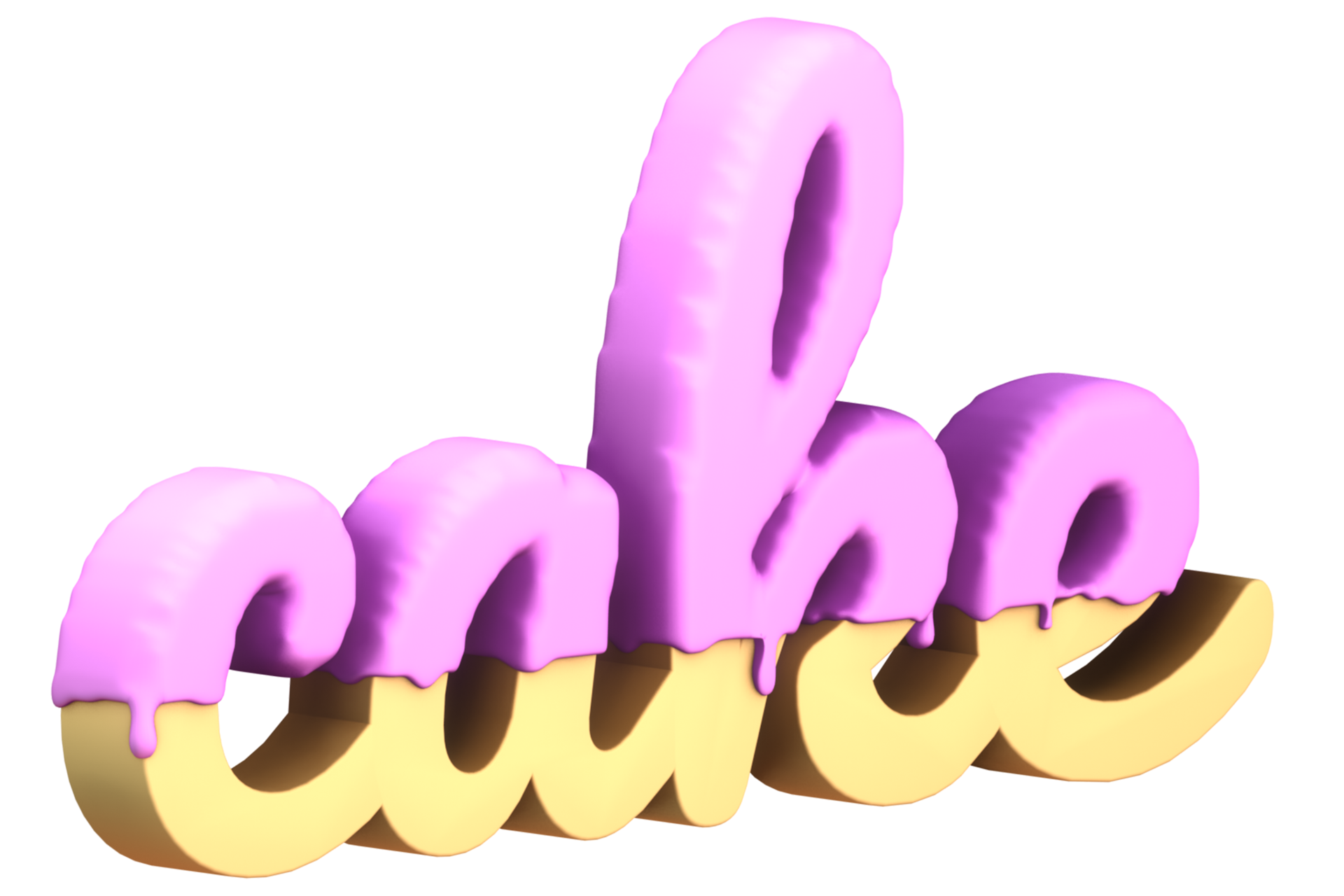 3D render of the text cake, with a cake texture 35697405 PNG