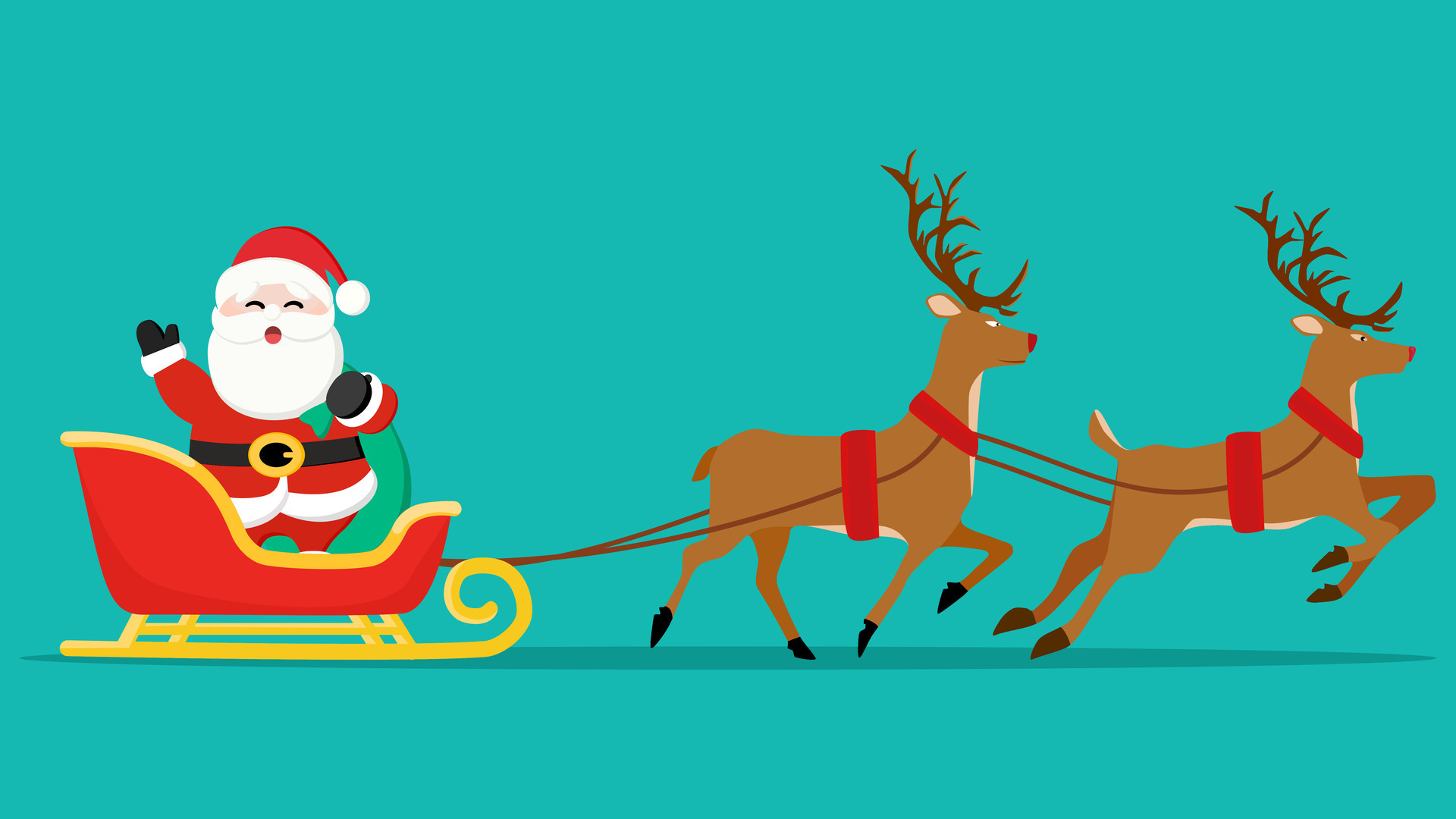 Santa Claus Flying In Sleigh With Ts And Reindeer Christmas And New Year Celebration
