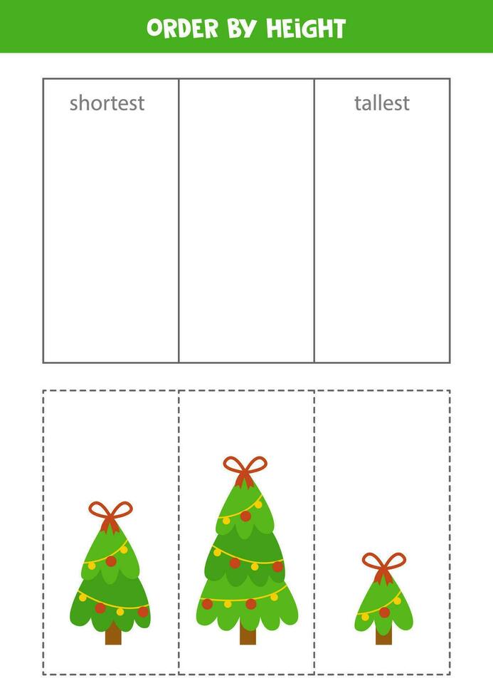 Sorting game for kids. Sort Christmas trees by height. 35699593 Vector ...