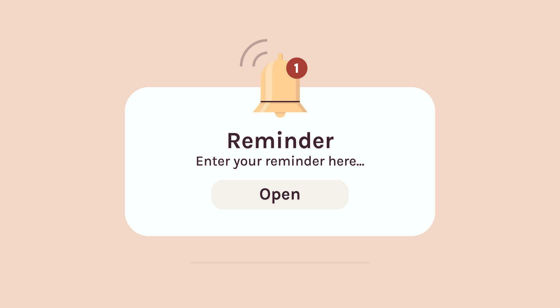 Reminder, notification page with floating elements and business ...