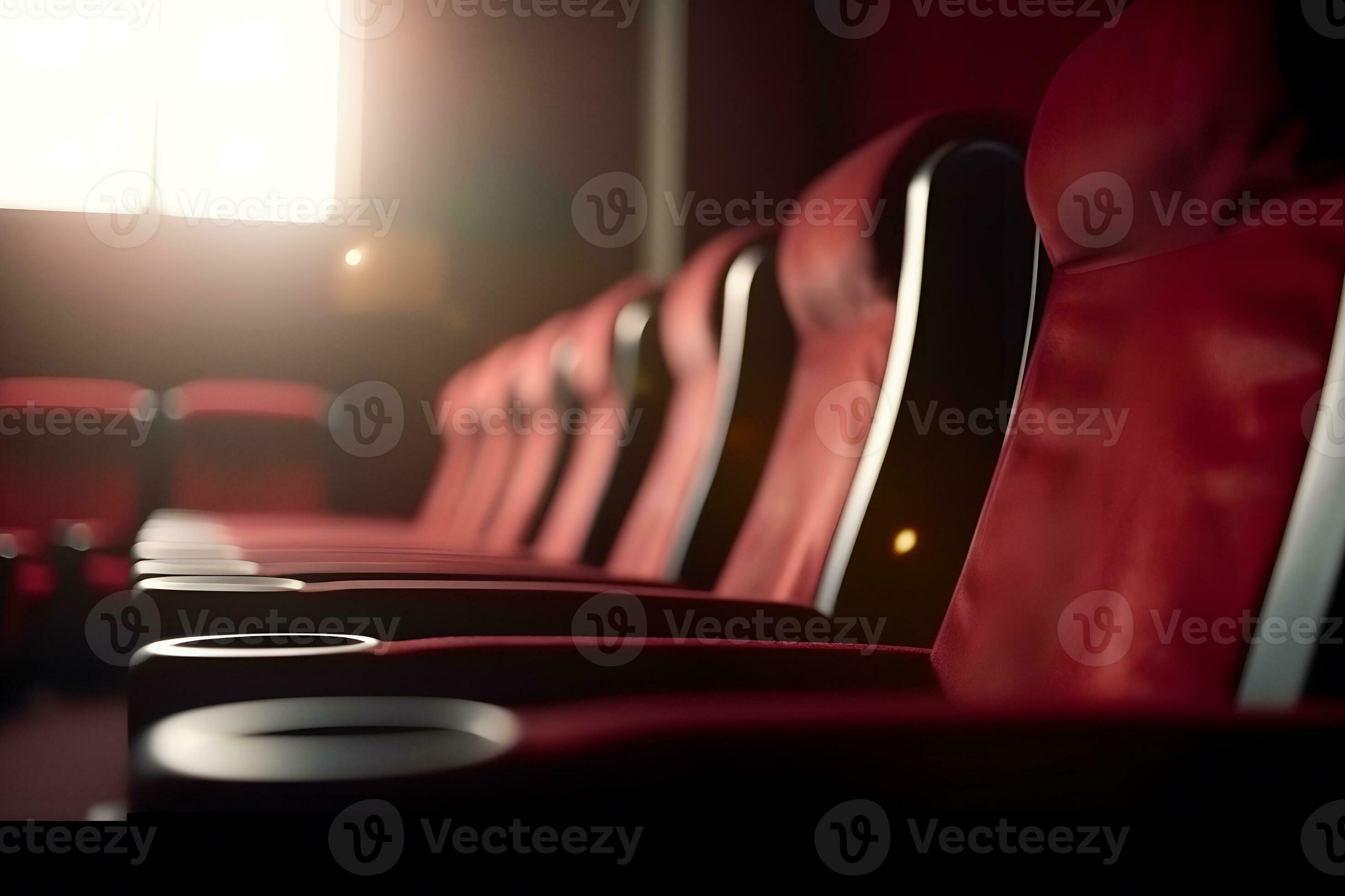 AI generated Empty cinema hall with red seats. Movie theatre. Neural network AI generated ...