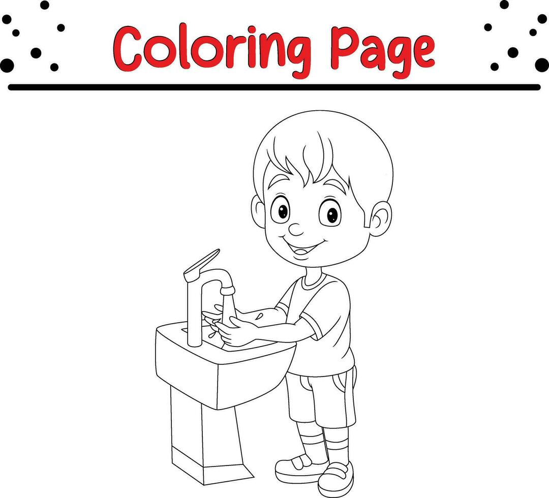 little boy washing his hands coloring page 35701230 Vector Art at Vecteezy little boy washing his hands coloring page 35701230 Vector Art at Vecteezy