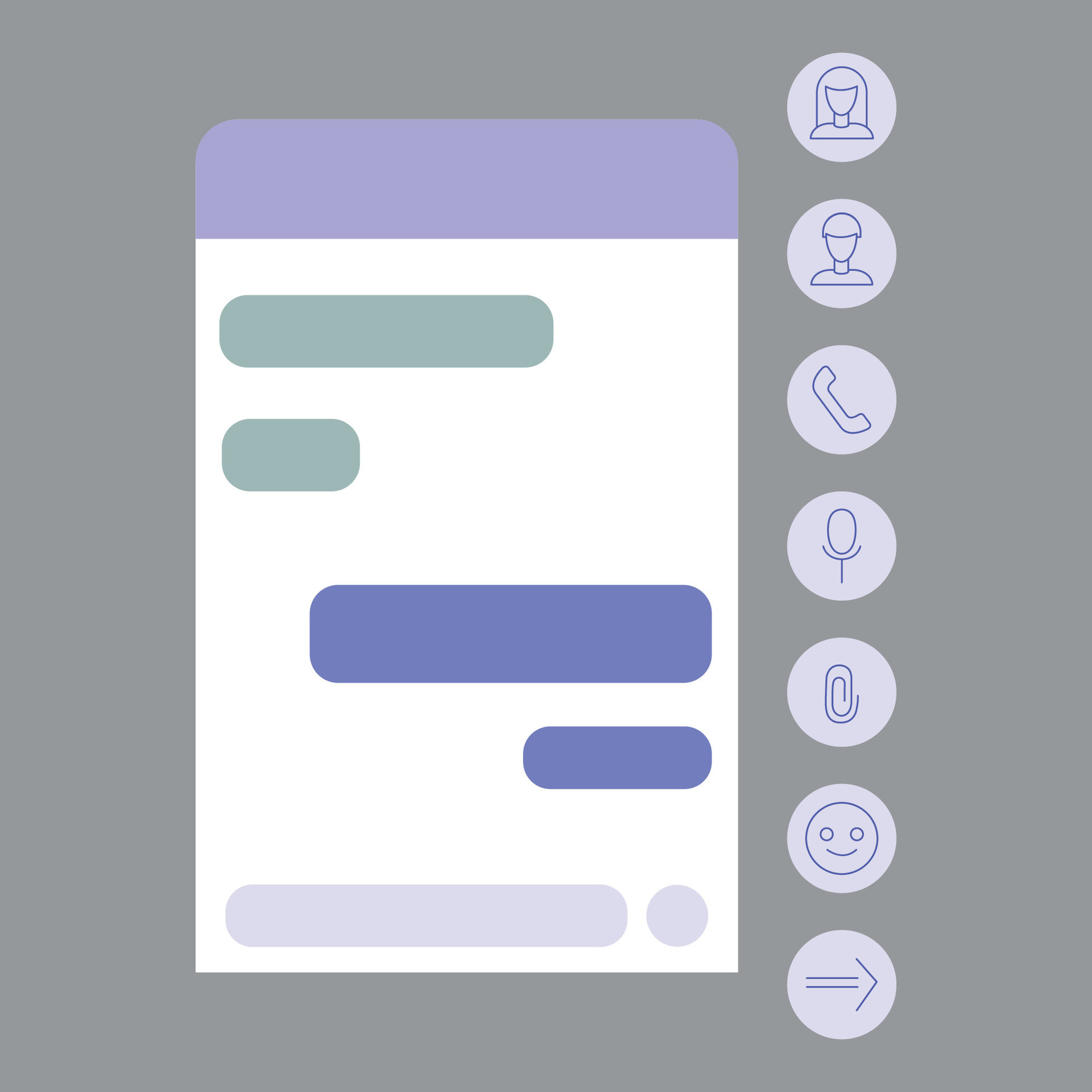 Chatbot or messenger dialog boxes with empty text fields. Flat design ...