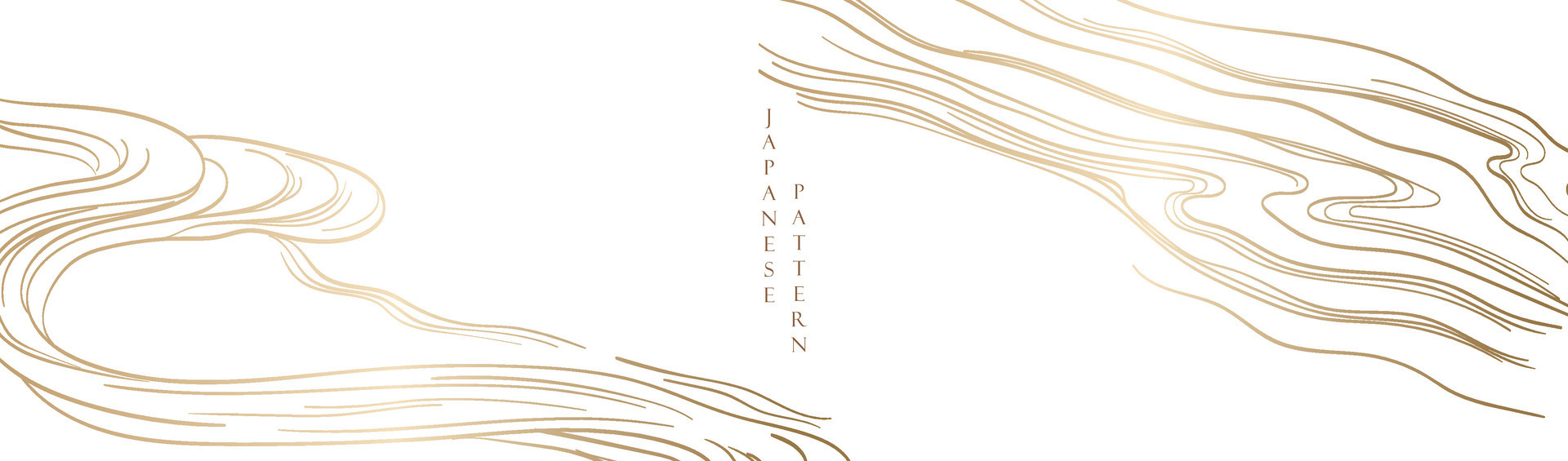 Hand Drawn Line Wave With Japanese Pattern Vector Oriental Decoration