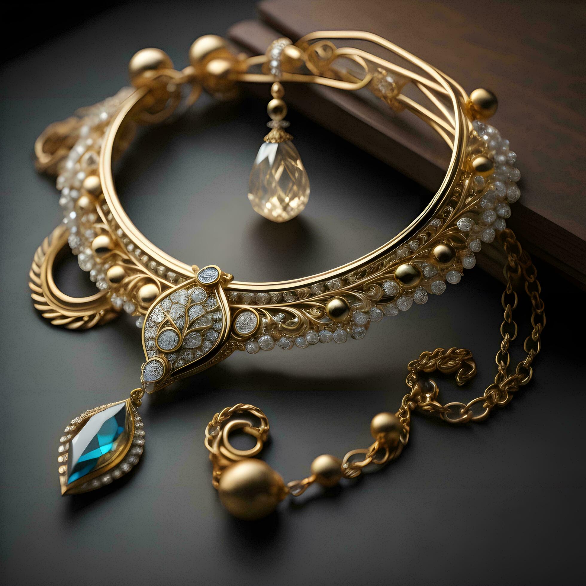 Ai Generated Jewelry Bracelets And Rings On A Black Background Generative Ai 35706576 Stock